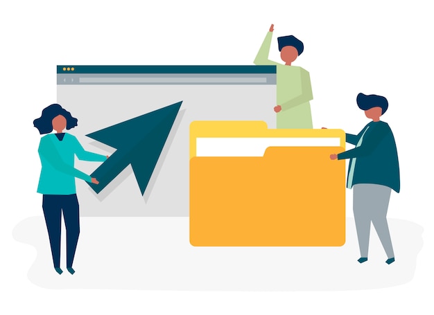 Vibrant Illustration of People Organizing Files and Folders | Jiffy Designs