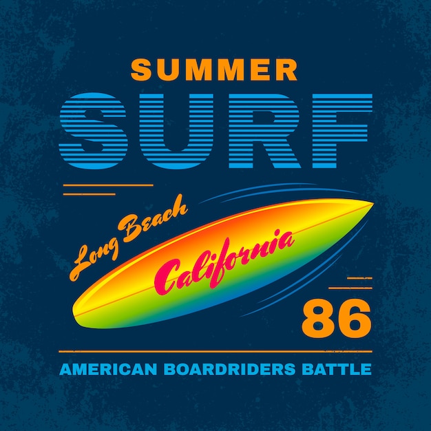 Retro Summer Surf Design with Vibrant Surfboard | Jiffy Designs