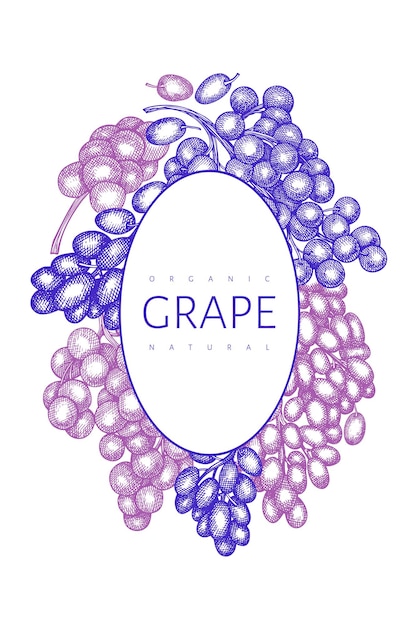 Vibrant Grape Cluster in Oval Frame | Jiffy Designs