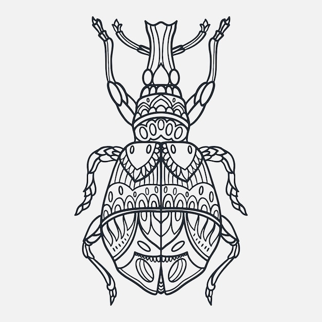 Intricate Beetle Mandala Line Art Illustration | Jiffy Designs