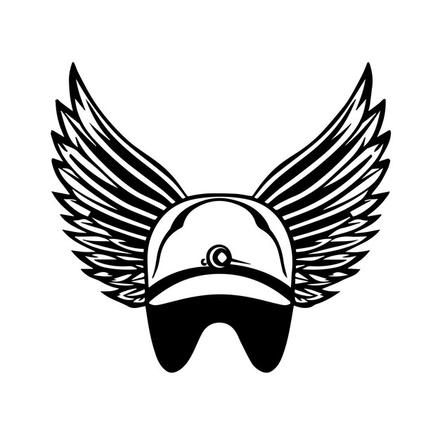 Winged Motorcycle Helmet Silhouette with Dramatic Feathers | Jiffy Designs