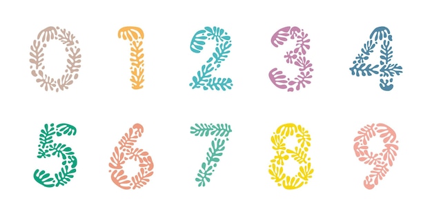 Colorful Floral Numeric Symbols in Artistic Arrangement | Jiffy Designs