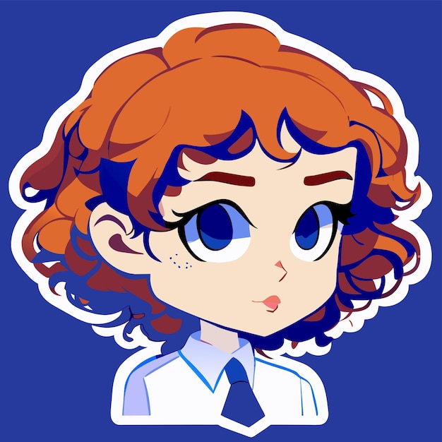 Charming Chibi Character with Curly Orange Hair | Jiffy Designs