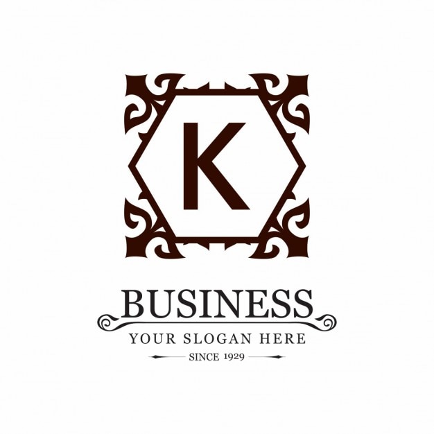 Ornate Brown Letter K Logo with Swirling Border Design | Jiffy Designs