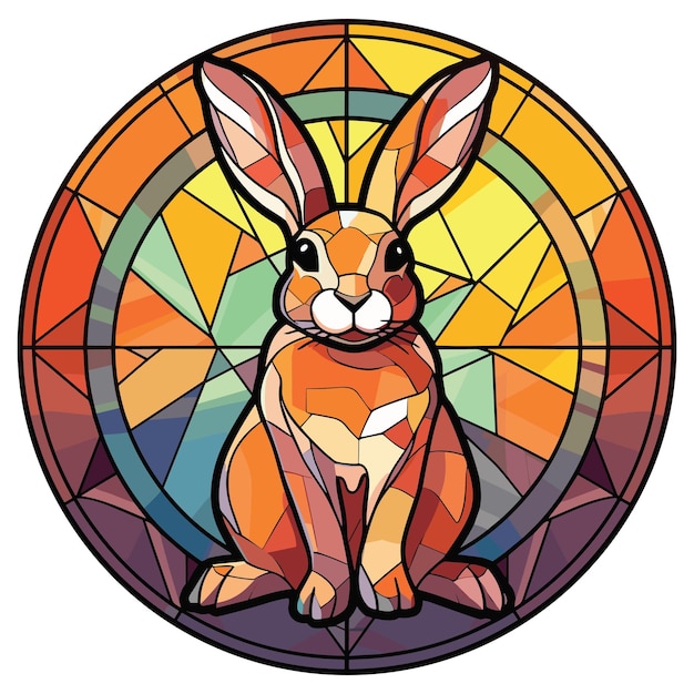 Vibrant Stained Glass Rabbit in Radiant Hues | Jiffy Designs