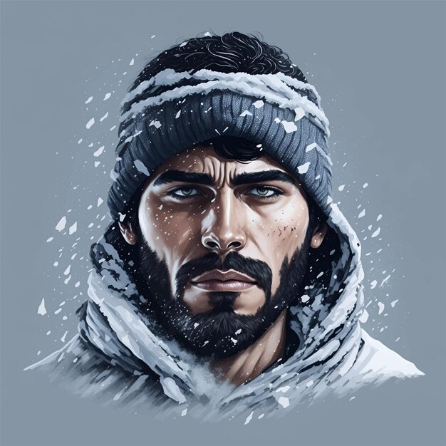 Rugged Adventurer Braving the Icy Wilderness, Stoic Portrait | Jiffy ...