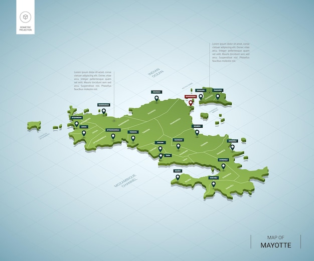 Vibrant Landscape Map of Mayotte with Iconic Symbols | Jiffy Designs