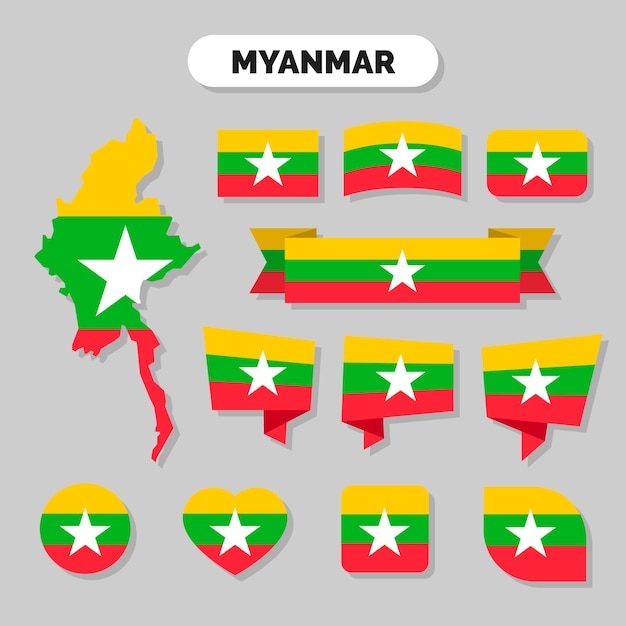 Vibrant Collection of Myanmar National Symbols and Flags | Jiffy Designs