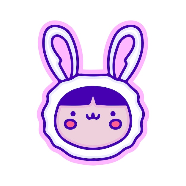 Cute and Whimsical Purple Bunny Face Illustration | Jiffy Designs