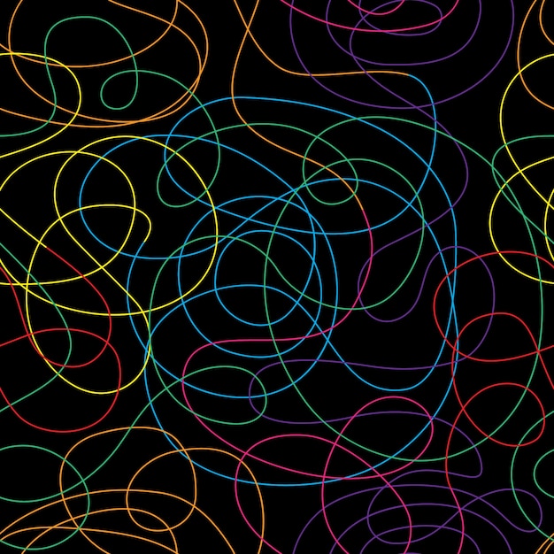 Vibrant Swirling Neon Loops on Midnight Black Background | Jiffy Designs