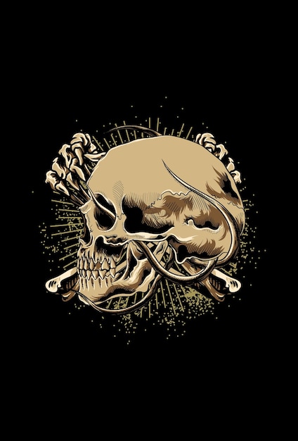 Gritty Skull with Crossed Bones and Splattered Background | Jiffy Designs