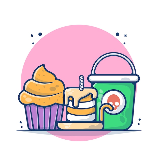 Delightful Desserts: Cupcake, Slice of Cake, and Smoothie | Jiffy Designs