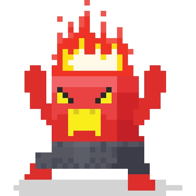 Fierce Pixel Demon Unleashing Fiery Flames | Jiffy Designs