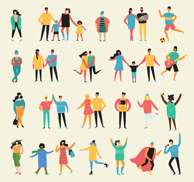 Vibrant Collection of Diverse Human Figures in Playful Poses | Jiffy ...