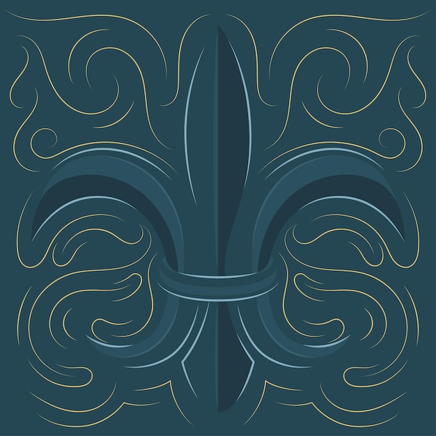 Elegant Fleur-de-Lis Motif in Shades of Teal | Jiffy Designs