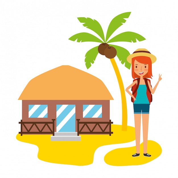 Cheerful Beachside Hut and Vacationing Girl | Jiffy Designs