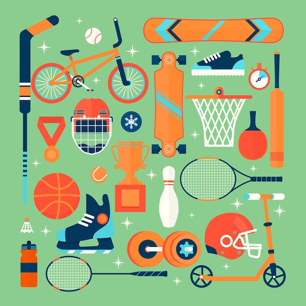 Vibrant Collection of Sports Equipment and Geometric Shapes | Jiffy Designs