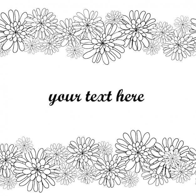 Floral Daisy Line Border with Customizable Text Space | Jiffy Designs
