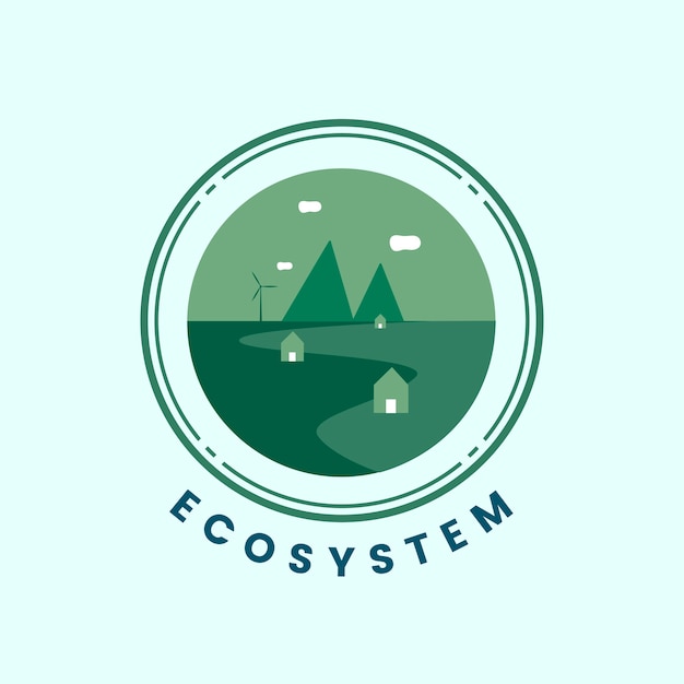 Serene Landscape with Minimalist Ecosystem Emblem | Jiffy Designs
