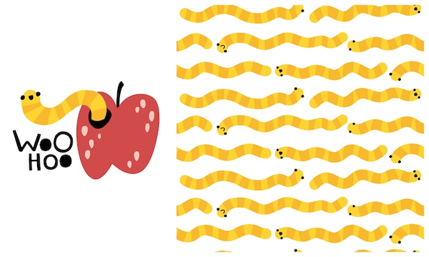 Whimsical Apple and Wavy Worms Motif Collection | Jiffy Designs