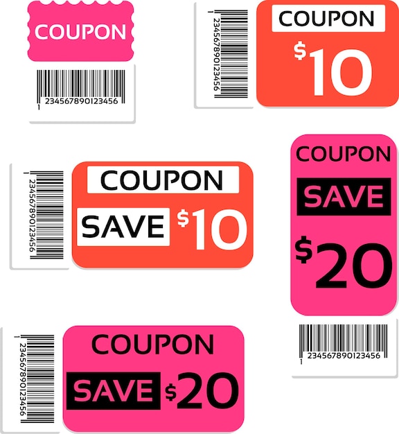 Vibrant Coupon Designs with Barcode and Discount Amounts | Jiffy Designs