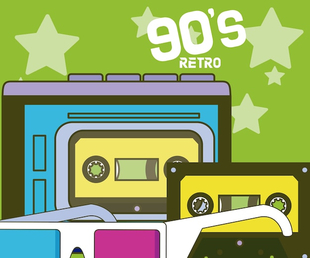 Retro 90s Cassette Tapes and Stars Design | Jiffy Designs