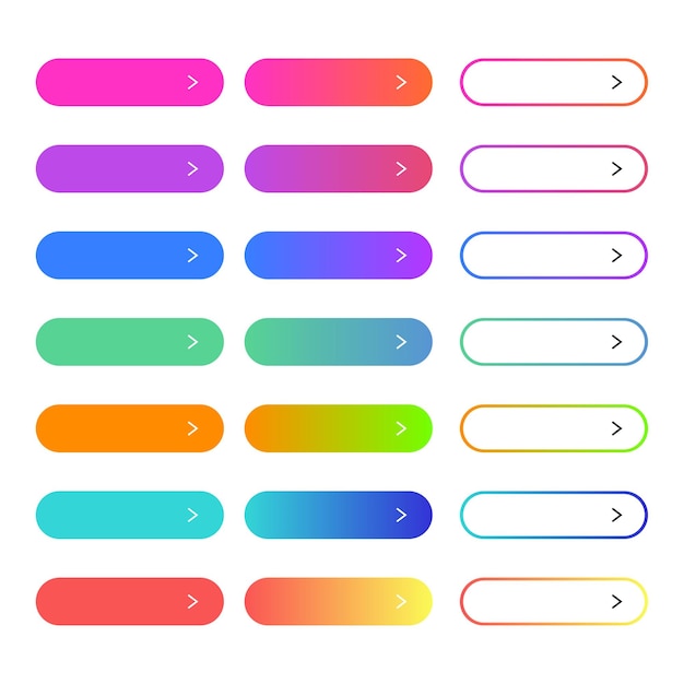 Vibrant Gradient Buttons with Directional Arrows | Jiffy Designs