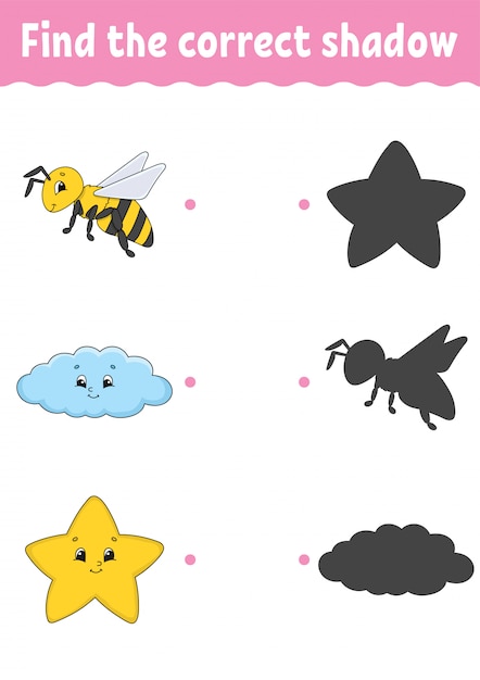 Playful Bee and Star Shadow Matching Game | Jiffy Designs