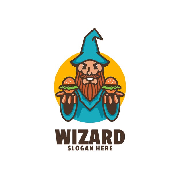 Whimsical Wizard Holding Burgers in Vibrant Illustration | Jiffy Designs