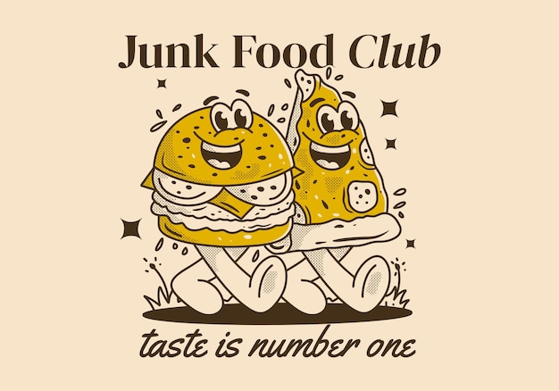 Delightful Junk Food Club Emblem with Cheerful Characters | Jiffy Designs