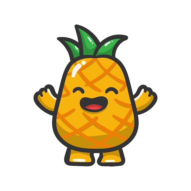 Cheerful Cartoon Pineapple with Smiling Expression | Jiffy Designs