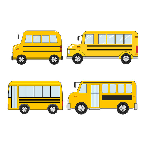 Illustrative Design Of Various Shapes Of Yellow Bus Vehicles | Jiffy ...