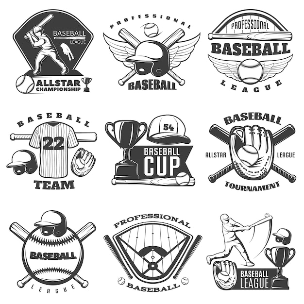 Vintage Baseball Emblems and Badges with Iconic Imagery | Jiffy Designs