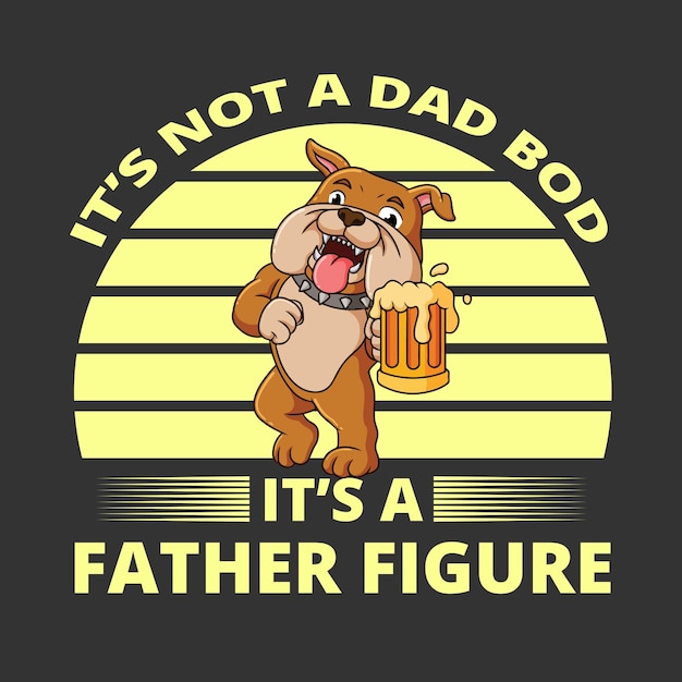 Humorous Bulldog Father Figure Illustration with Sunset Backdrop ...
