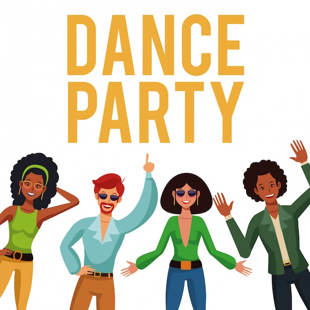 Vibrant Dance Party Illustration with Diverse Celebratory Characters ...