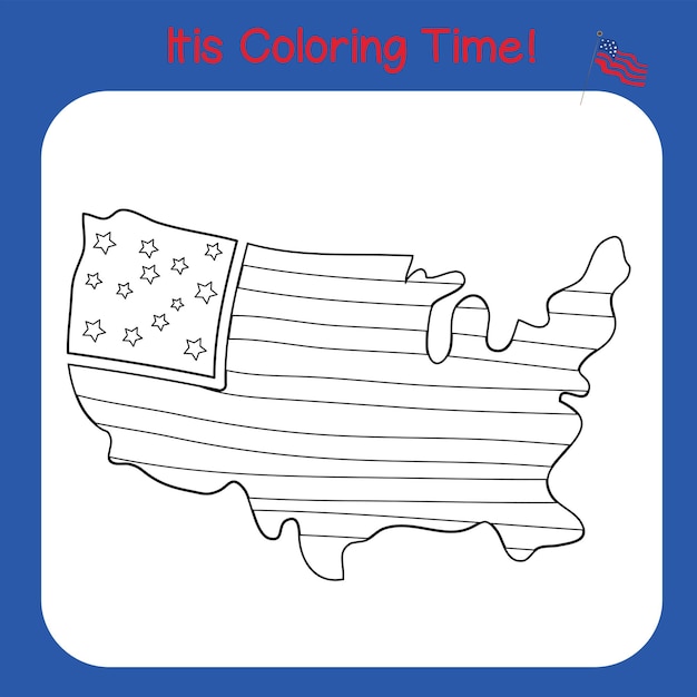 Patriotic Outline of the United States with Flag | Jiffy Designs