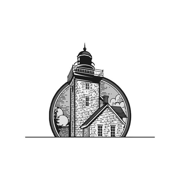 Majestic Lighthouse in Vintage Engraved Style | Jiffy Designs