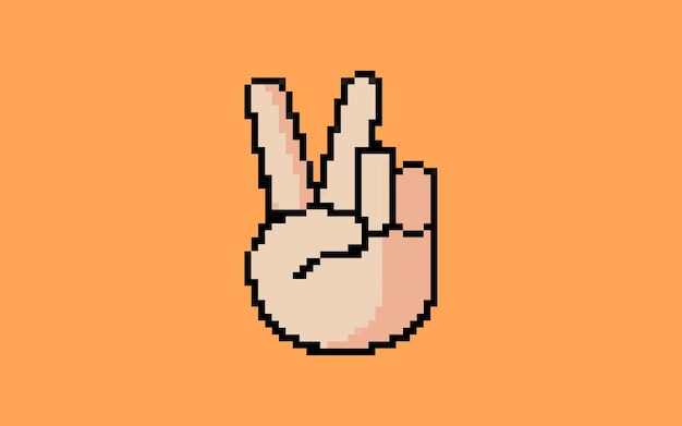 Iconic Pixelated Peace Sign Hand Gesture | Jiffy Designs