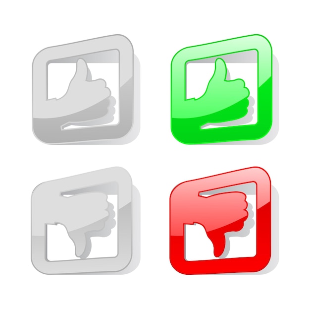 Colorful Thumbs Up and Down Icons in Simple Geometric Style | Jiffy Designs