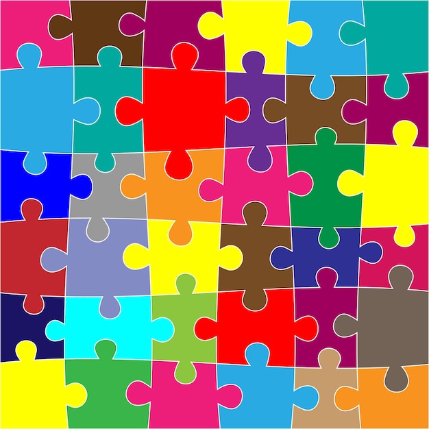 Vibrant Puzzle Piece Mosaic with Diverse Colors and Shapes | Jiffy Designs