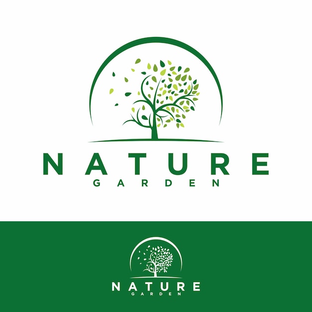 Nature Garden Logo with Stylized Tree and Leaves | Jiffy Designs