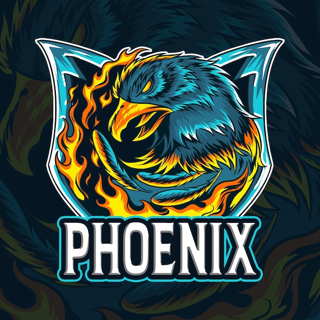 Majestic Phoenix Emblem with Fiery Feathers and Piercing Gaze | Jiffy ...