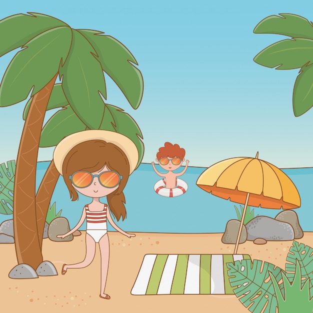 Vibrant Beach Scene with Playful Characters | Jiffy Designs