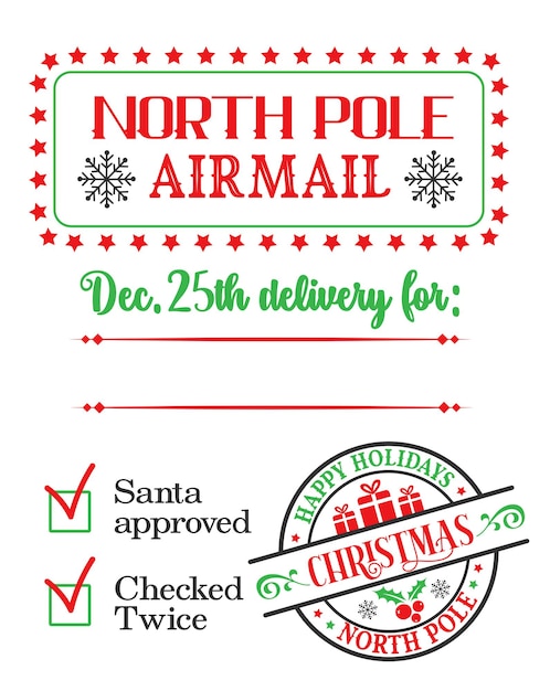 Festive North Pole Airmail Delivery Stamp Graphic | Jiffy Designs