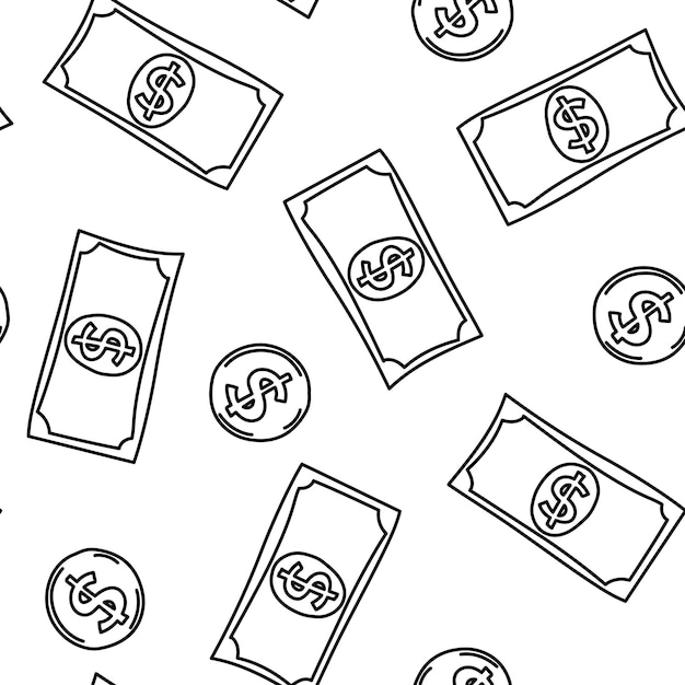 Seamless Pattern of Minimalist Dollar Bill Illustrations | Jiffy Designs