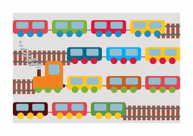Colorful Toy Train Set with Diverse Locomotive Designs | Jiffy Designs