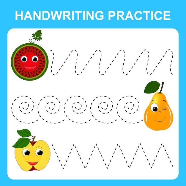 Cheerful Fruit Handwriting Practice for Kids | Jiffy Designs