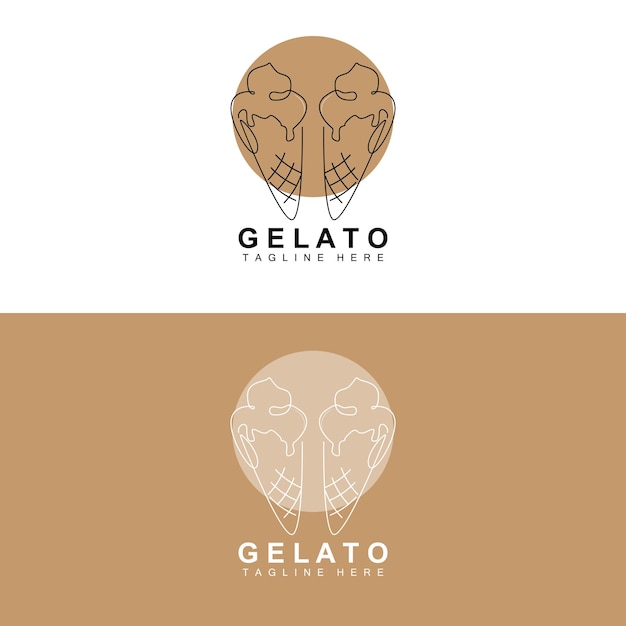 Minimalist Gelato Logo with Stylized Ice Cream Cones | Jiffy Designs
