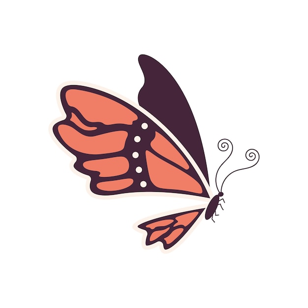 Whimsical Butterfly Design with Swirling Antennae and Vibrant Wings ...