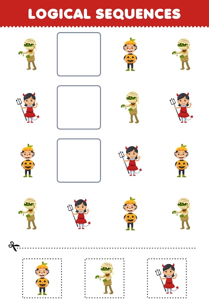 Delightful Cartoon Characters in Logical Sequence | Jiffy Designs